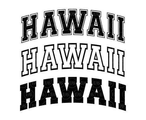 Hawaii Svg Varsity Font Svg College Font Arched Text America State