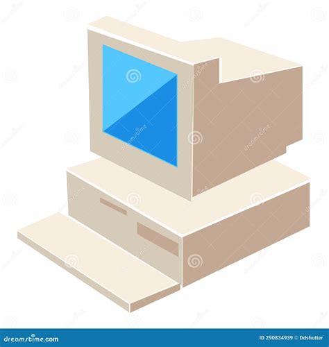 Retro Computer With Keyboard And Crt Monitor S Nostalgia Vector