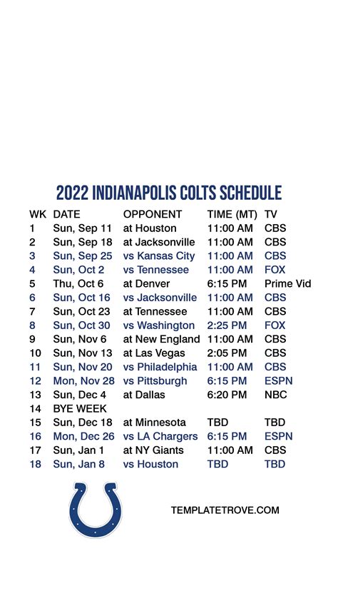 Printable 2023 2024 Indianapolis Colts Schedule