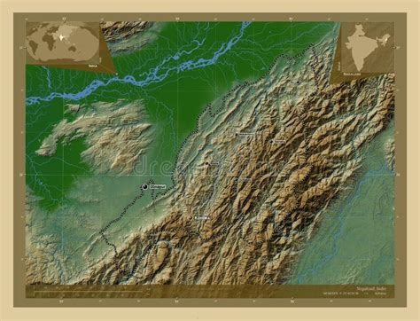 Nagaland India Physical Labelled Points Of Cities Stock Illustration