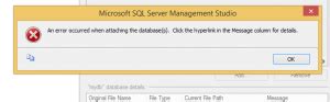 An Error Occurred When Attaching The Database S Click The Hyperlink