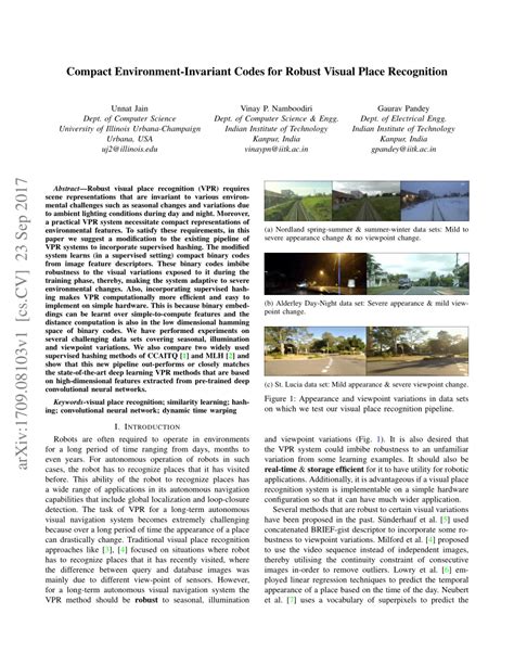 Pdf Compact Environment Invariant Codes For Robust Visual Place