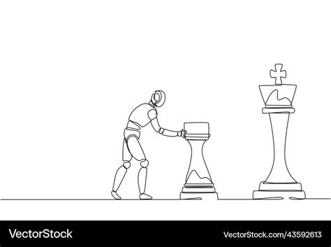 Single Continuous Line Drawing Robots Push Huge Vector Image