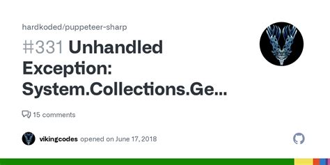 Unhandled Exception Systemcollectionsgenerickeynotfoundexception