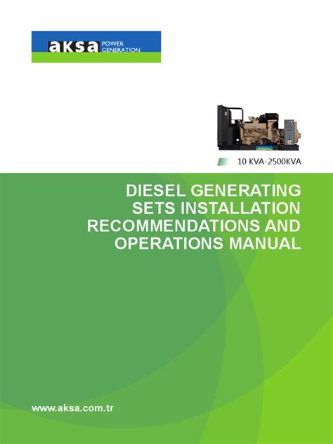 Aksa Diesel Generating Sets Installation Recommendations And Operations Manual En Pdf Duct