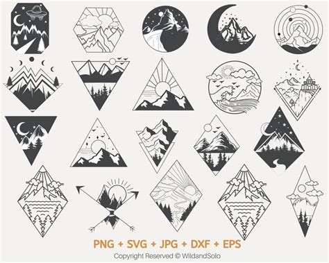 Geometric Mountain Svg Bundle Trees Svg Camping Svg Camping Outdoors