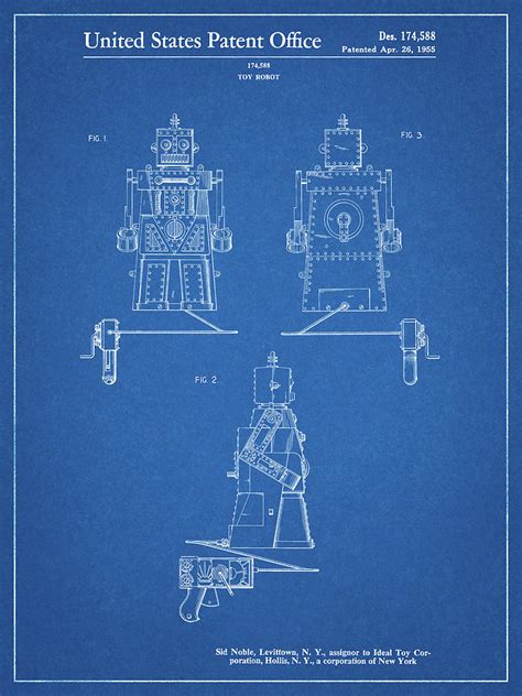 Pp1014 Blueprint Robert The Robot 1955 Toy Robot Patent Poster Digital