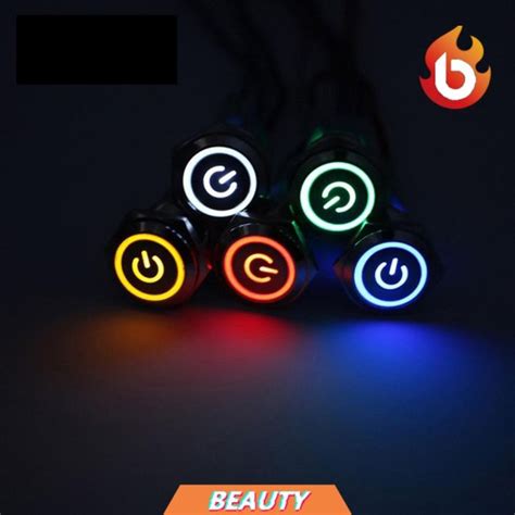 E G Motorcycle 16mm Waterproof LED Power Push Button Switch Halo