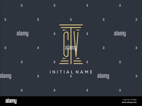 Cv Initial Monogram With Pillar Shape Logo Design Inspiration Stock