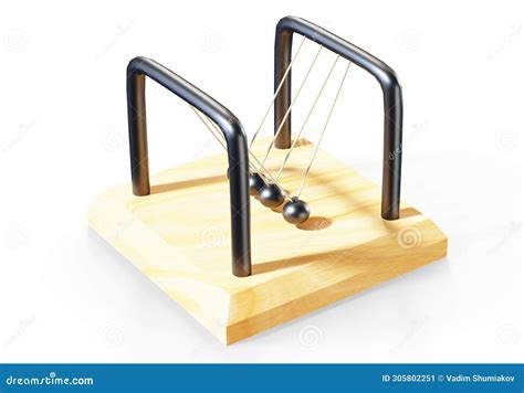 Pendulum Newton S Cradle In Motion 3d Rendering Isolated On White Background Stock