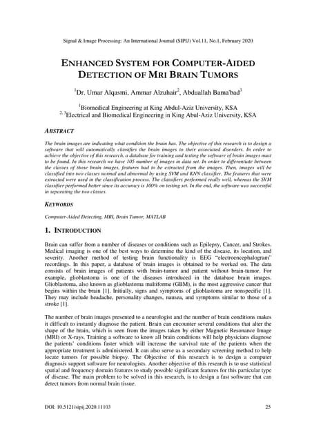 Enhanced System For Computer Aided Detection Of Mri Brain Tumors Pdf