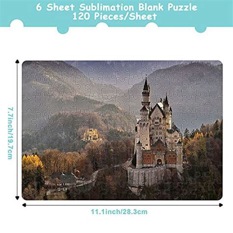 Getuscart 6 Sets Sublimation Blanks Puzzles White Jigsaw Puzzle Blank