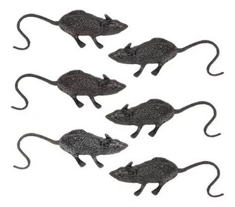 Mini Ratos Decorativos Halloween 6 Unidades Alegra Festa Artigos