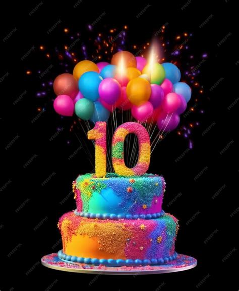 Premium Ai Image Happy 10th Birthday Card Poster
