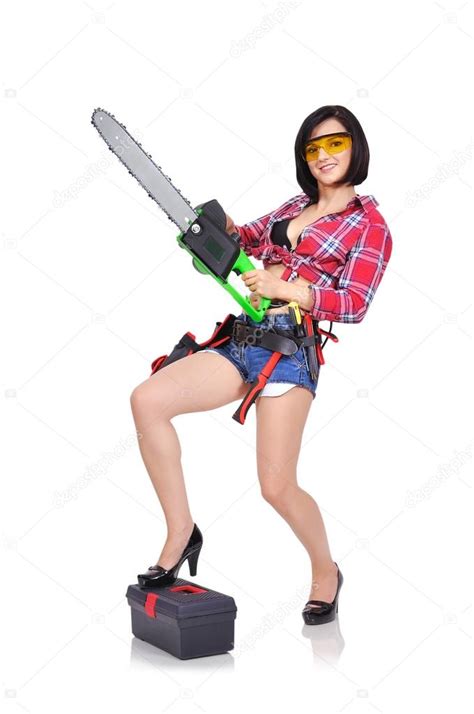 Sexy Girl Green Chainsaw Stock Photo By Vetkit
