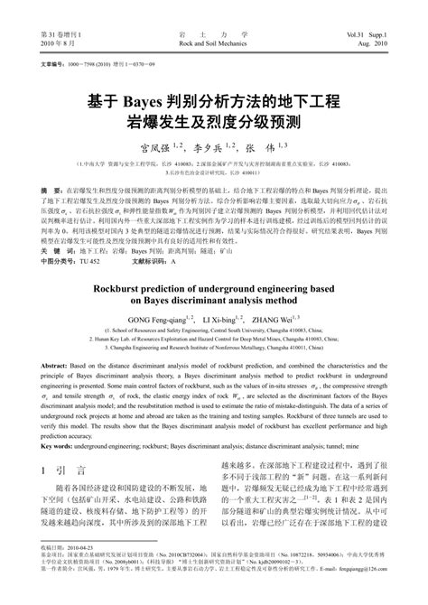 Pdf Rock Burst Prediction Of Underground Engineering Based On Bayes