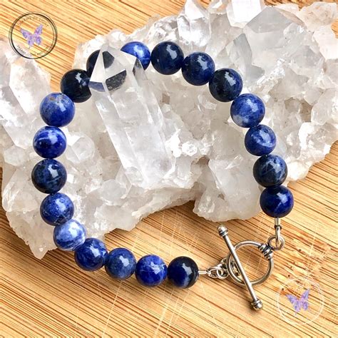 Sodalite Healing Bracelet With Silver Toggle Clasp