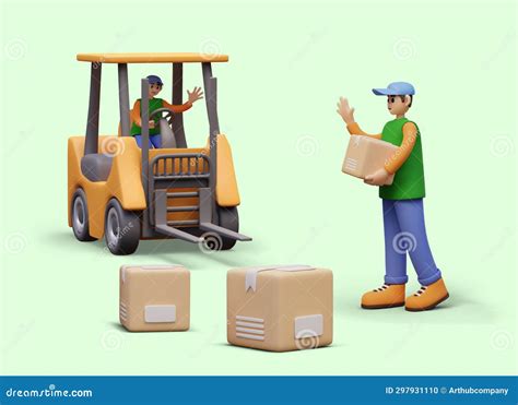 Warehouse The Unloading And Loading Process Cartoon Vector