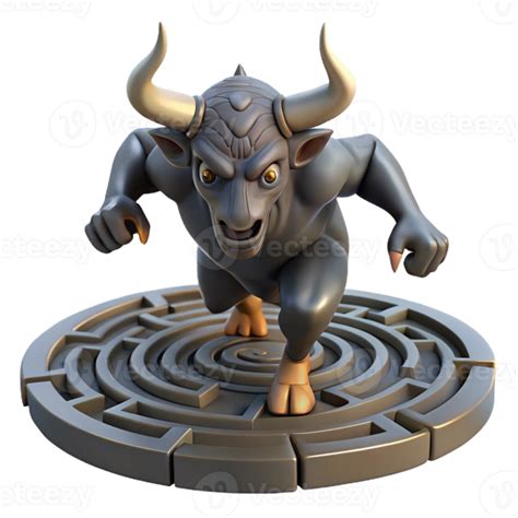 Beautiful Creative A Fearsome Minotaur Charging Through A Lab