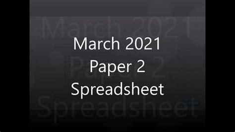 9626 March 2021 P2 Excel Youtube