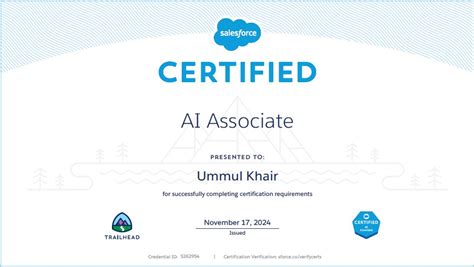 Salesforce Ai Learningjourney Certification Aiassociate Ummul Khair