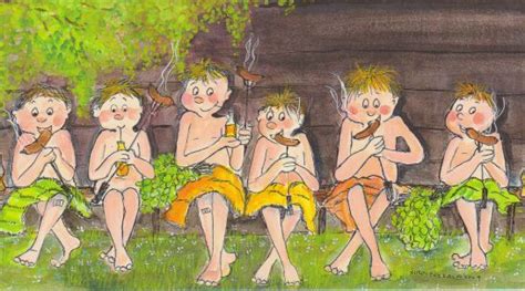 Eating Outside The Sauna Ilustrações Desenho Finlândia