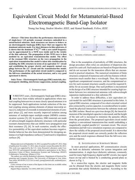 pdf equivalent circuit model for metamaterial based electromagnetic