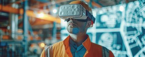 Engineer Wearing Vr Goggles To Visualize Construction Site Plans Selective Premium Ai