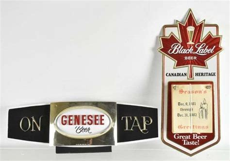 Group Of 2 Genesee And Black Label Beer Advertising Signs Matthew
