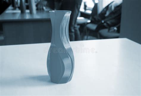 Object Form Vase Of Blue Color Printed On A 3d Printer Three