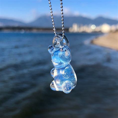 Moonstone Glass Gummy Bear Pendant Borosilicate Glass Gummy Bear