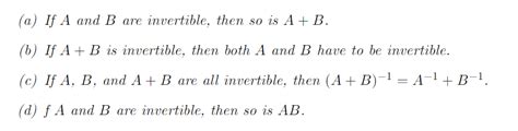 Solved Determine Whether Or Not The Following Statements Are Chegg