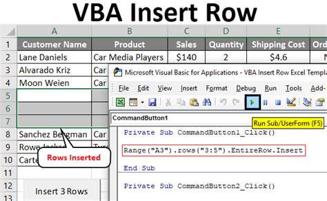 Vba Insert Row How To Insert Row In Excel Using Vba Code