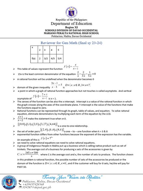 Reviewer Genmath Final Pdf Function Mathematics Mathematics