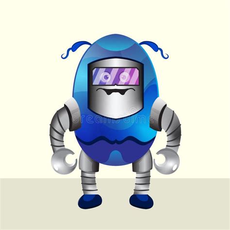 Cartoon Blue Robotic Science Technology Concept Isolated Futuristic