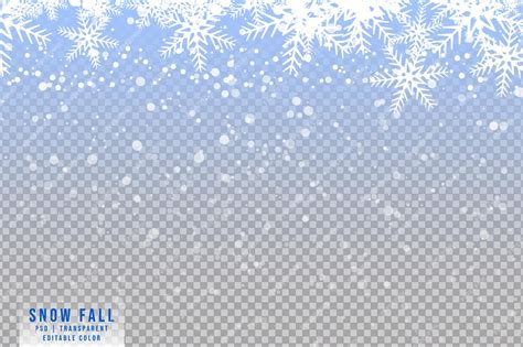透明な背景に隔離された冬の雪降りの効果 Premium Psd