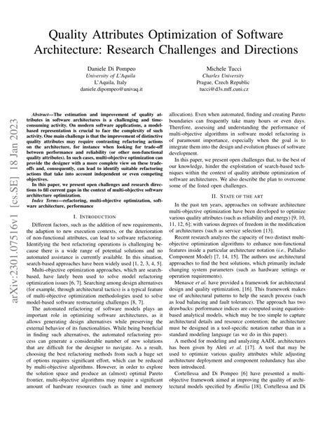 Pdf Quality Attributes Optimization Of Software Architecture