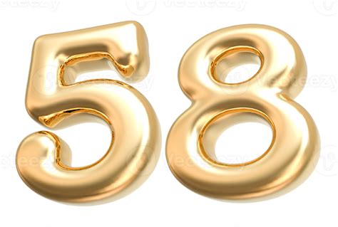 Gold 3d Number 58 36309083 PNG