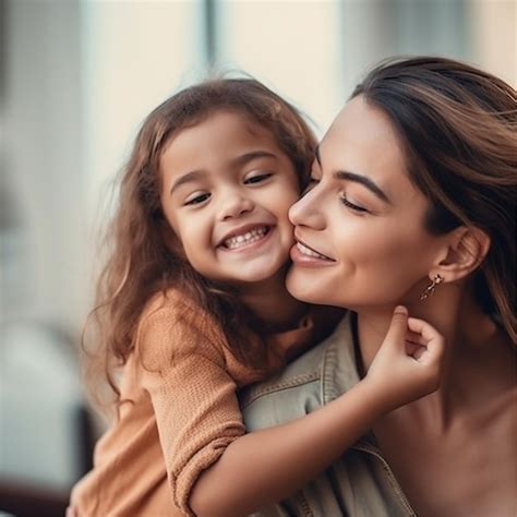 Premium Ai Image A Mother And Daughter Smiling And Hugging