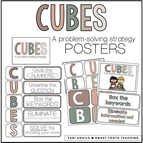 Cubes Problem Solving Strategy Poster Neutral Math Posters Shop Sweet Tooth Teaching