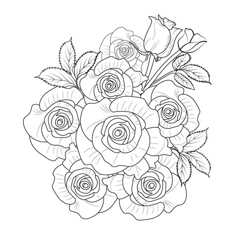 Rose Flower Bouquet Drawing Outline Rose Drawing Rose Drawing The Outline Stencil Rose