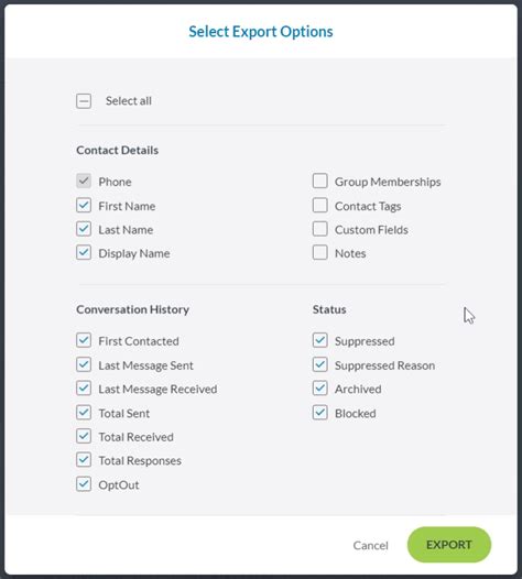 Exporting Contacts