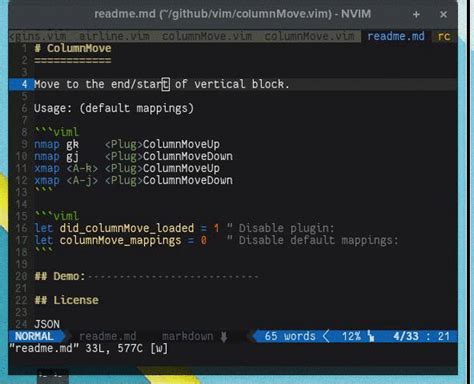 github romgrk columnmove vim move along the vertical axis