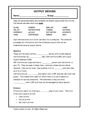 Fillable Online OUTPUT DEVICES Teach ICT Fax Email Print PdfFiller