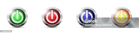 Glossy Styled Power Buttons Web Button With Power On Off Symbol Vector
