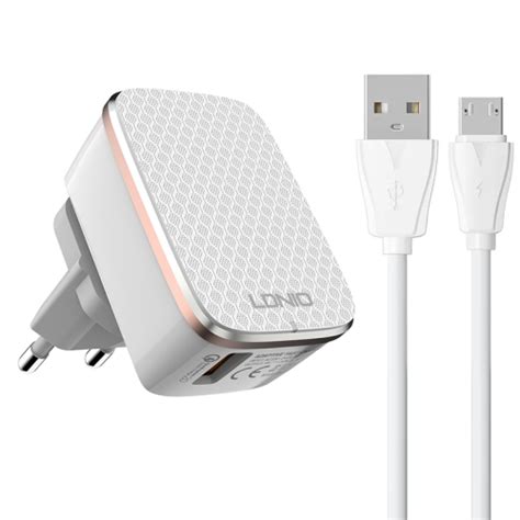 Ldnio A1204q Qc30 18w Usb 고속 충전기 1m Usb 마이크로 Usb 케이블 플러그 유형 Eu 플러그화이트 골드