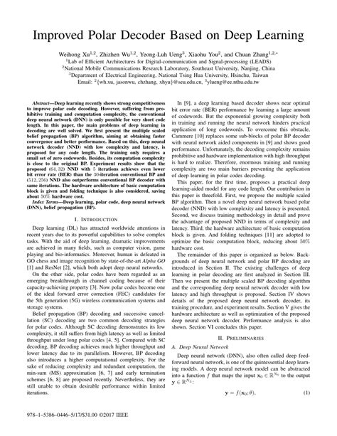 Pdf Improved Polar Decoder Based On Deep Learning