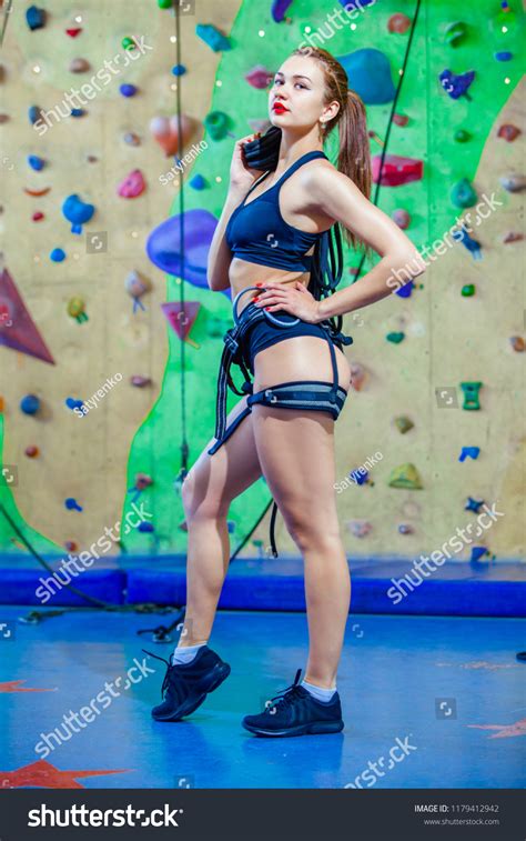 Sexual Woman Climbing On Wall Outdoor Stock Photo Shutterstock