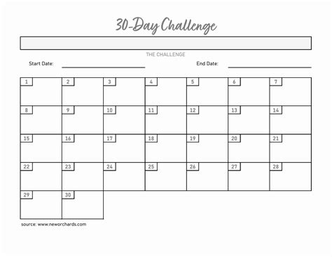 Free Excel 30 Day Challenge Templates