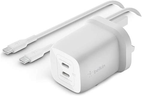 Belkin BoostCharge Pro Dual USB C GaN Wall Charger With PPS W USB C To USB C Cable Fast